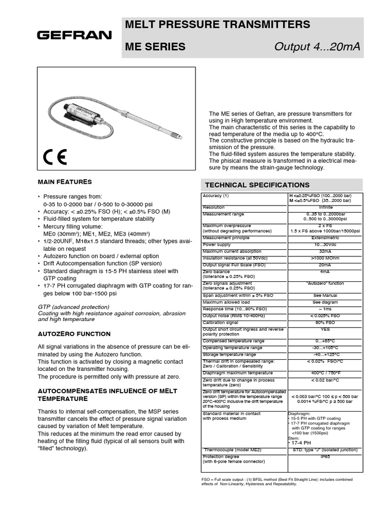 pf | PDF | Pressure Measurement | Electrical Engineering