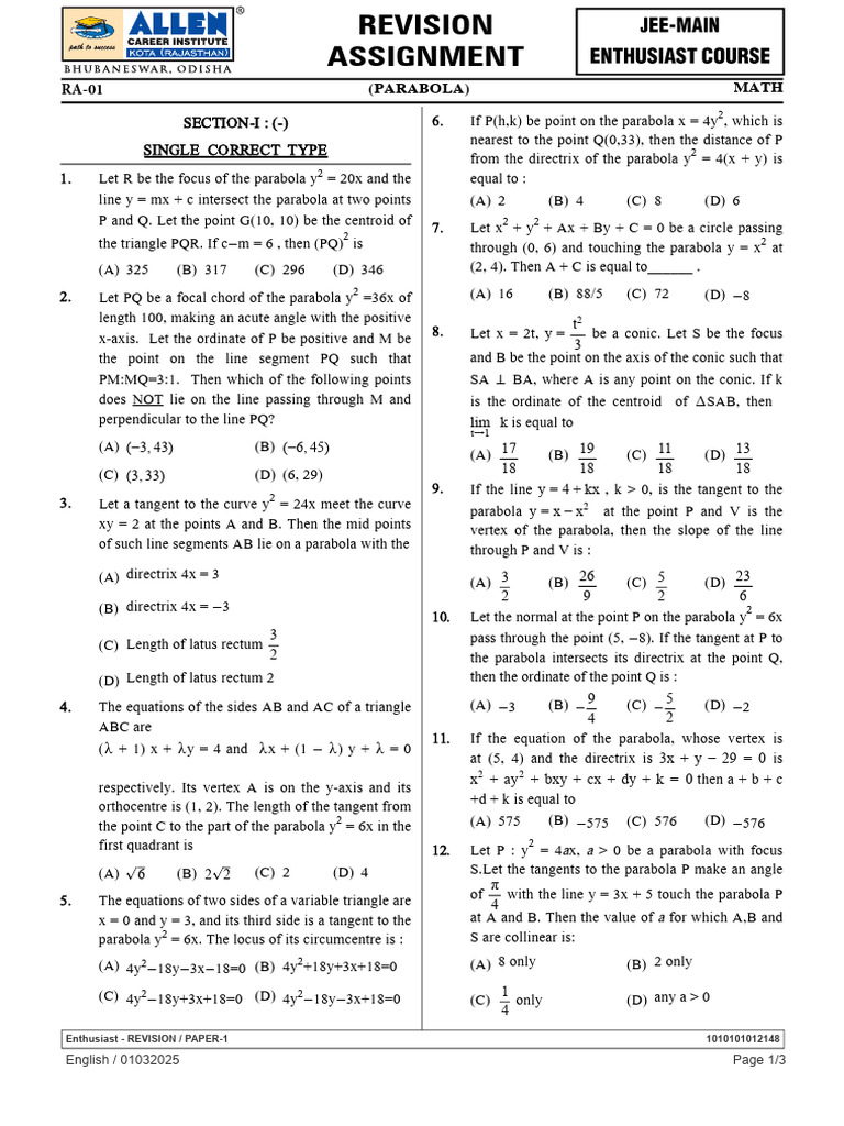 Ra Math Parabola-sc | PDF | Perpendicular | Elementary Geometry