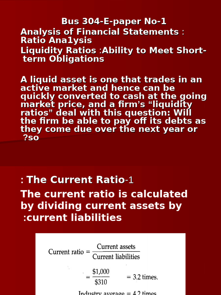 Financial Statement Ratio Analysis | PDF | Market Liquidity | Debt