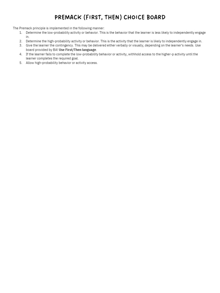 Premack (First | PDF