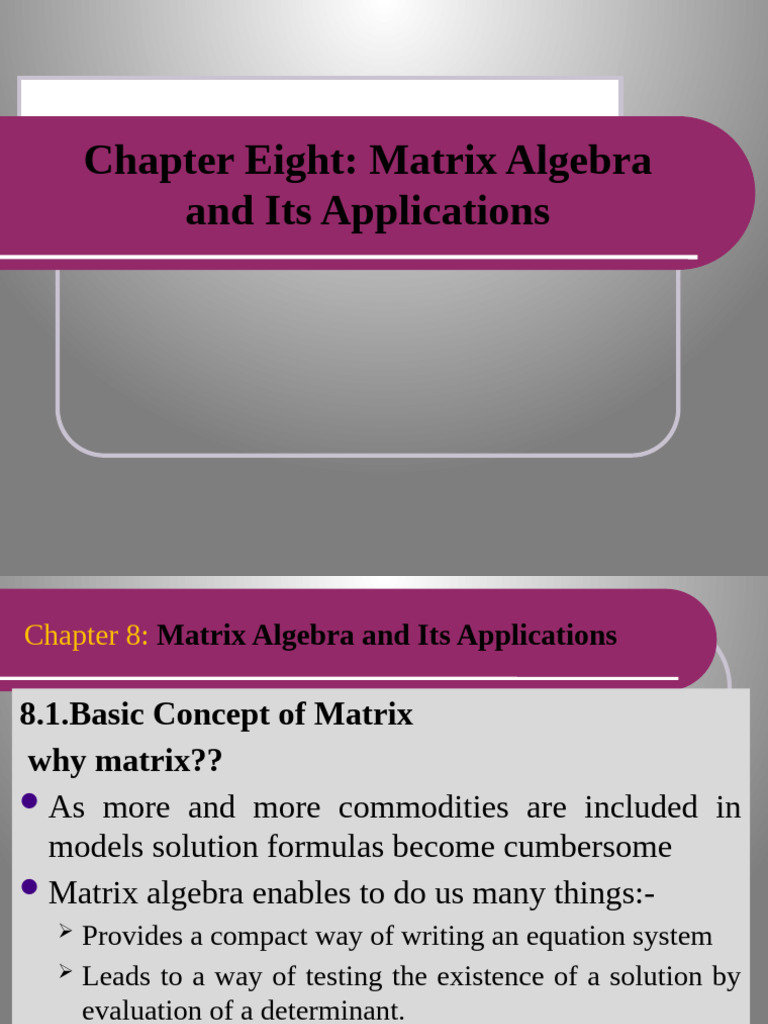 Matrix Algebra Basics and Applications | PDF | Matrix (Mathematics ...