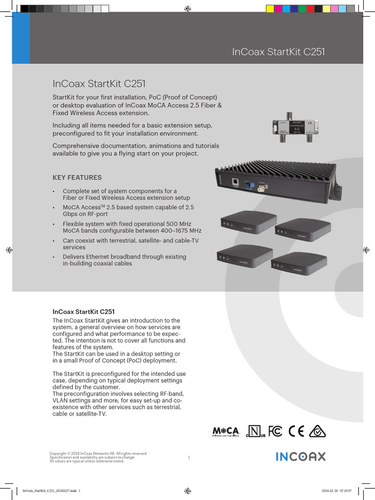 InCoax StartKit C251 | PDF | Cable Television | Electrical Engineering