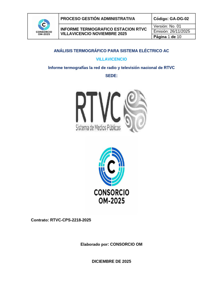 Informe Termográfico Estación RTVC Villavicencio | PDF | Conductor ...