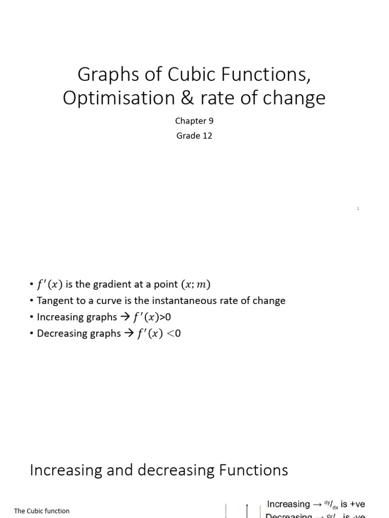 Cubic Functions: Graphs & Derivatives | PDF | Velocity | Acceleration