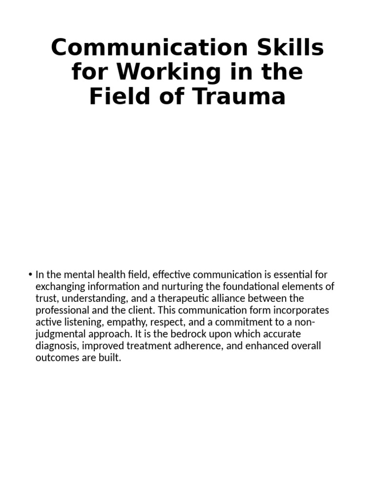 Communication Skills for Working in the Field of Trauma | PDF ...