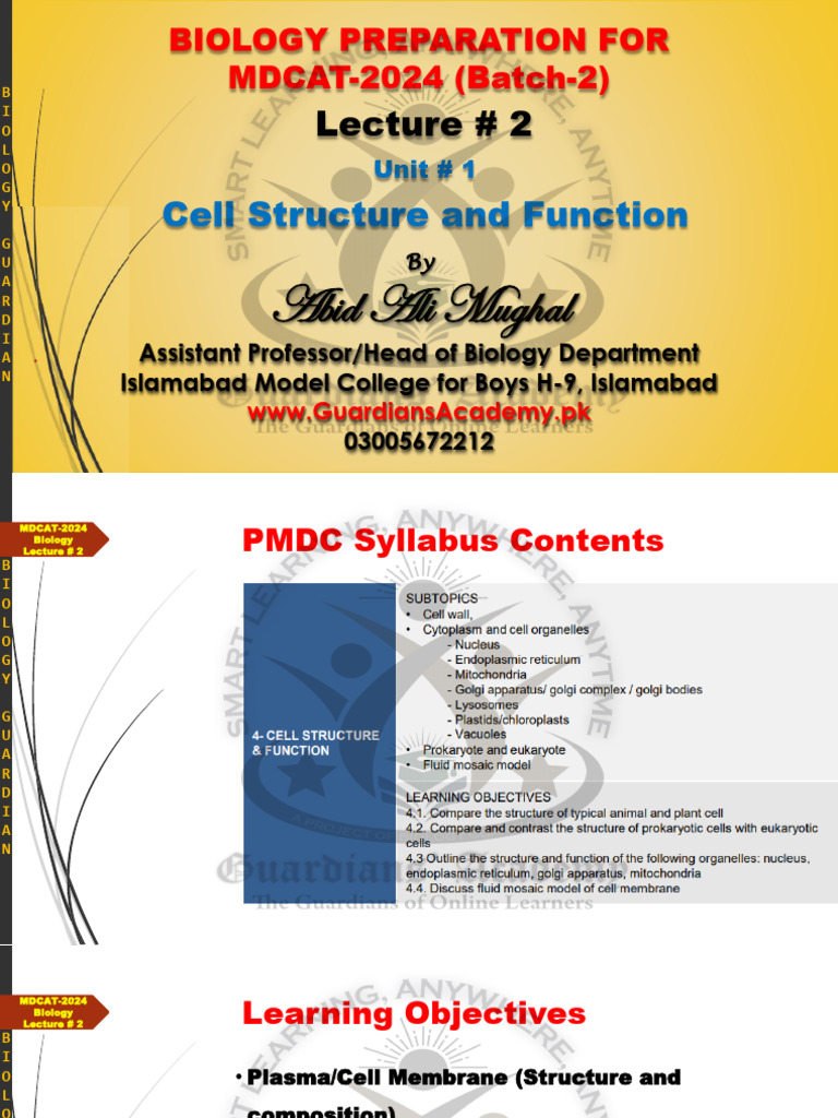 Lecture 2 Biology MDCAT 2024 (Batch-2) | PDF | Cell Membrane | Lipid ...
