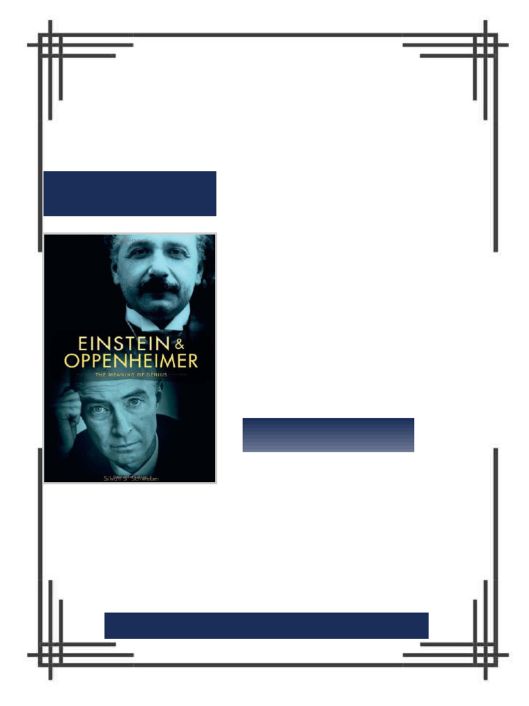 Einstein and Oppenheimer The Meaning of Genius First Edition Silvan S ...