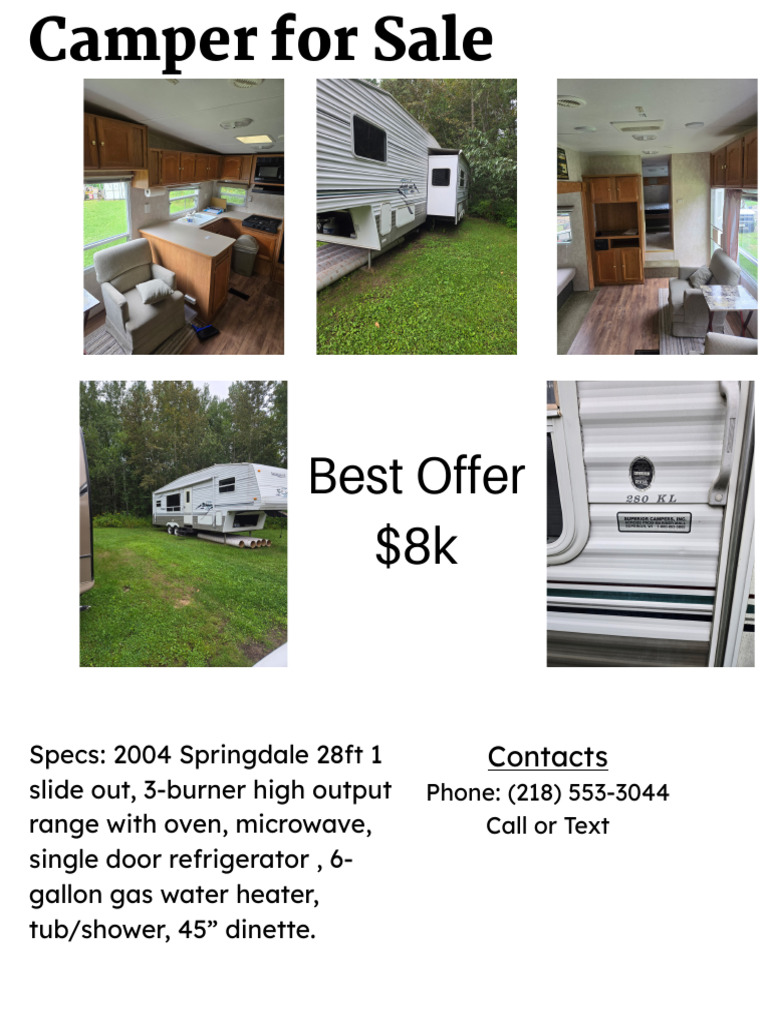 2004 Springdale Camper for Sale $8k | PDF