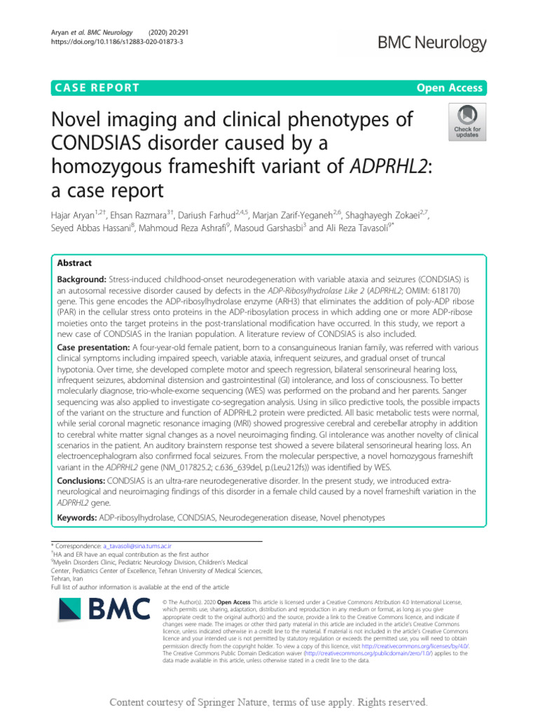 Novel Imaging and Clinical Phenotypes of CONDSIAS | PDF | Gene ...