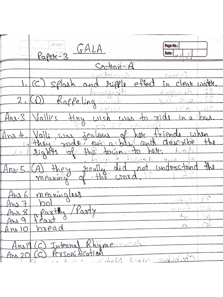English Gala Paper 3 Solution | PDF