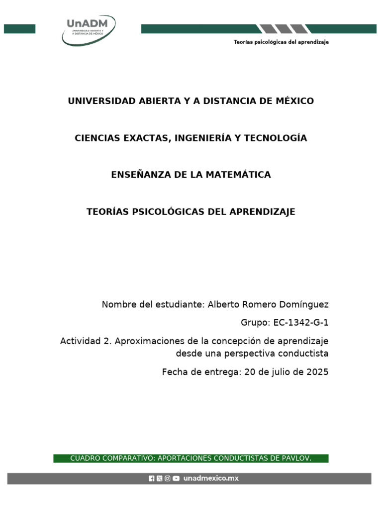 LEM_TPA_2_Alberto_Romero | PDF | Behaviorismo | Aprendizaje