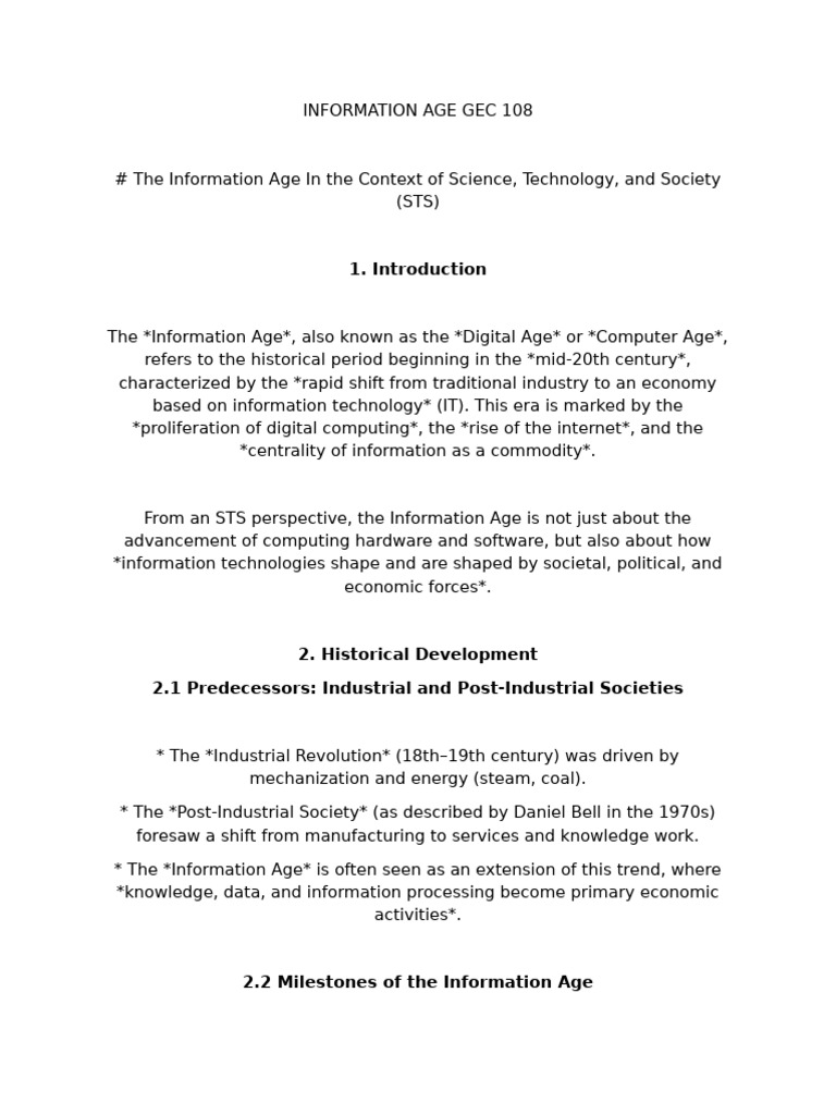 Understanding the Information Age | PDF | Information Age | Artificial ...