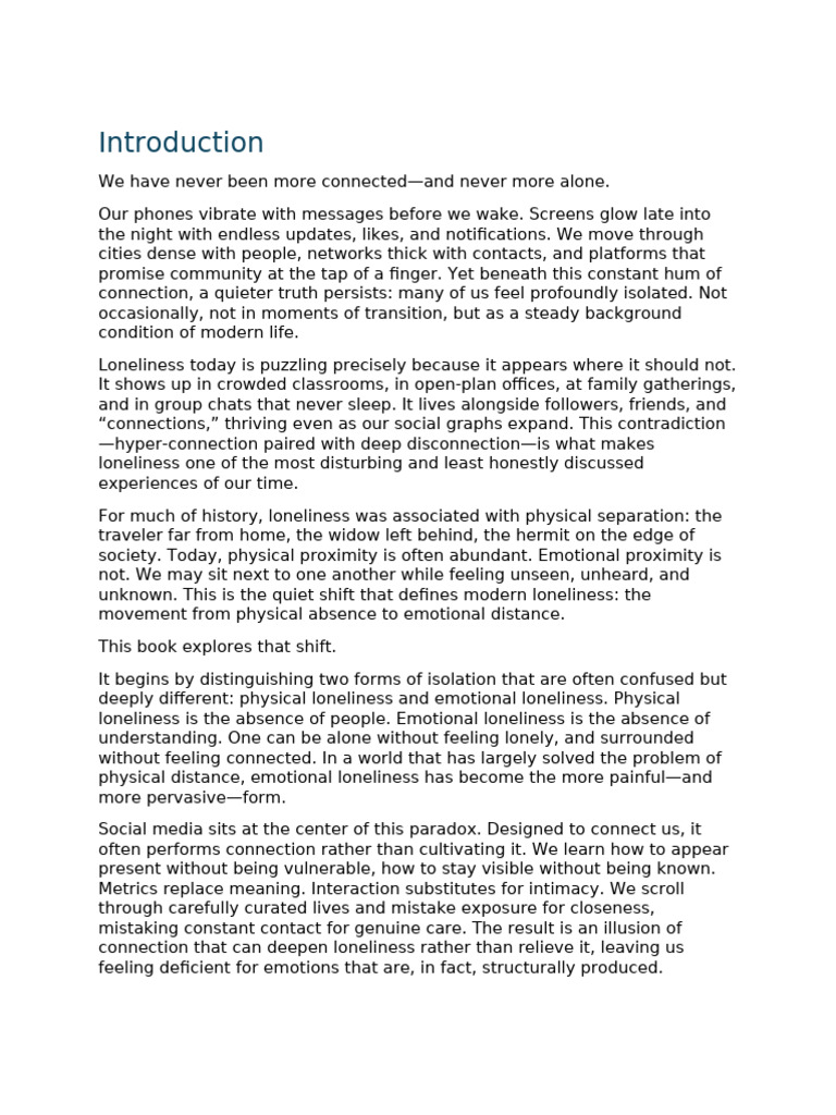 Loneliness In A Hyper-connected World — Introduction | PDF | Loneliness ...