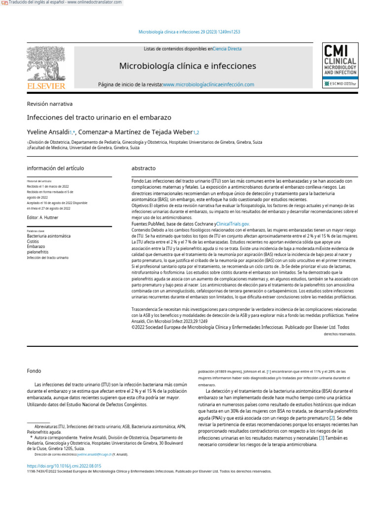 1 s2.0 s1198743x22004311 Main+Infeccion+Urinaria+en+La+Embarazada+%281 ...