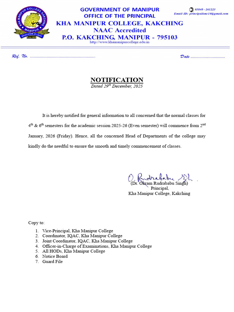 New Session for 4th & 6th Semesters | PDF