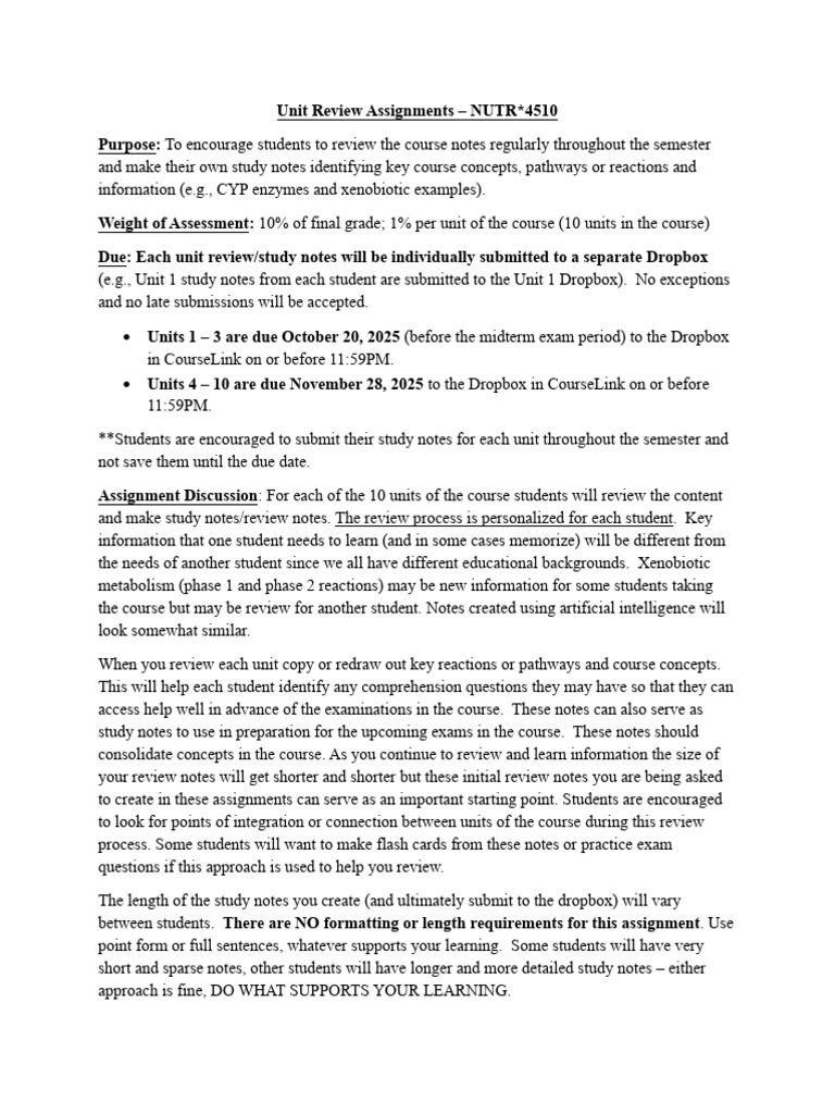 Unit Review Assignment_NUTR4510 | PDF | Learning | Cognition