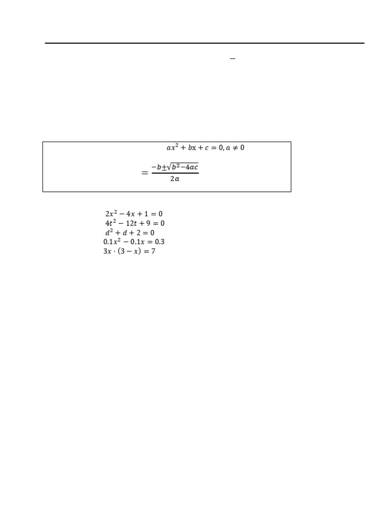 130+VC+ +3+ +Review+Topics+ ++Part+III+ +Quadratic+Formula | PDF