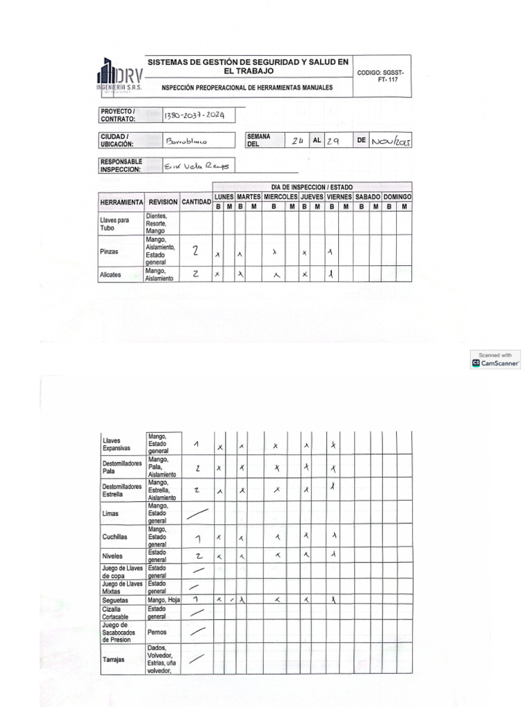 Inspección Herramientas | PDF