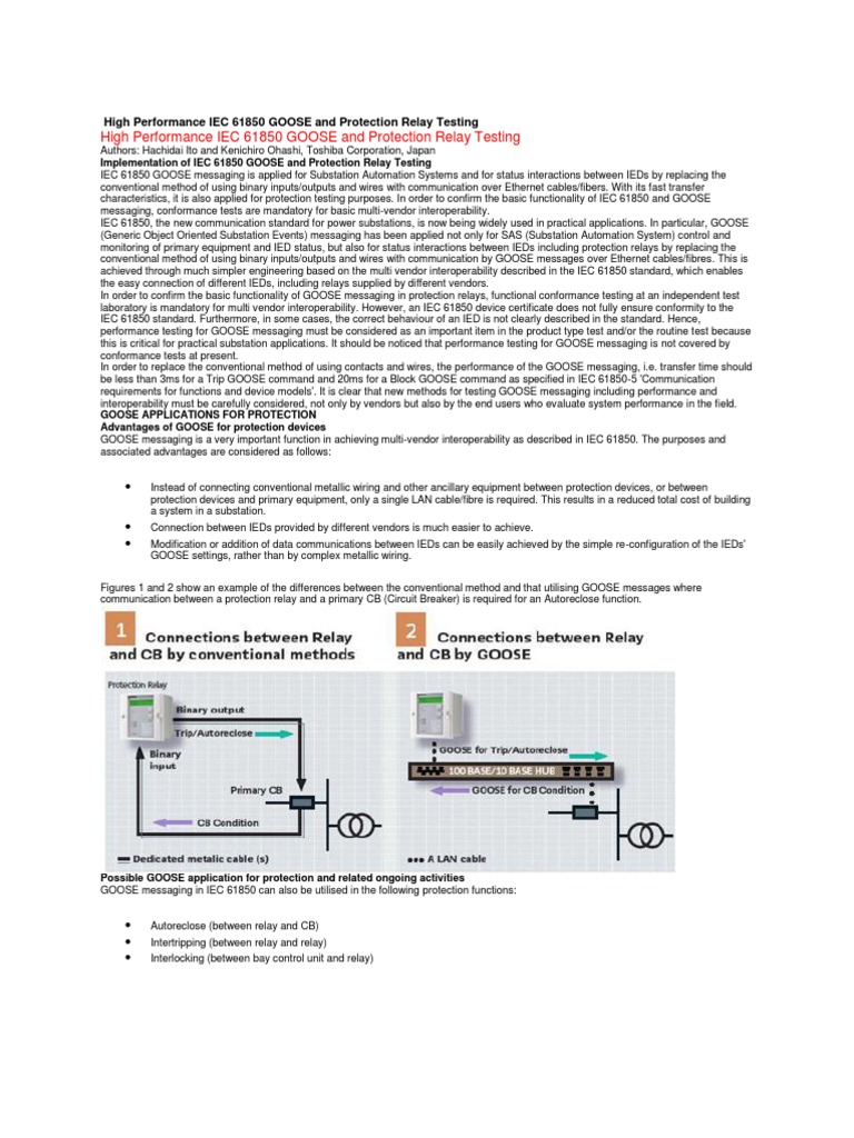 High Performance Iec 61850 Goose And Protection Relay Testing Pdf Relay Computer Network