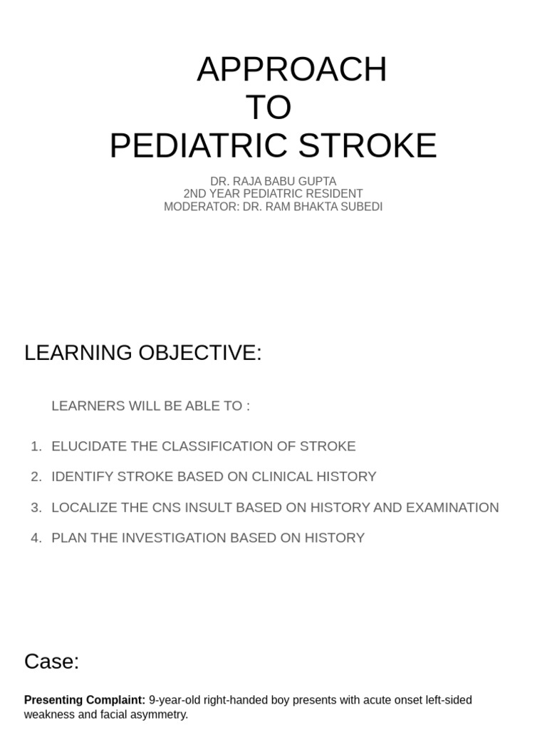 Pediatric Stroke Diagnosis and Management | PDF | Cerebrum | Stroke