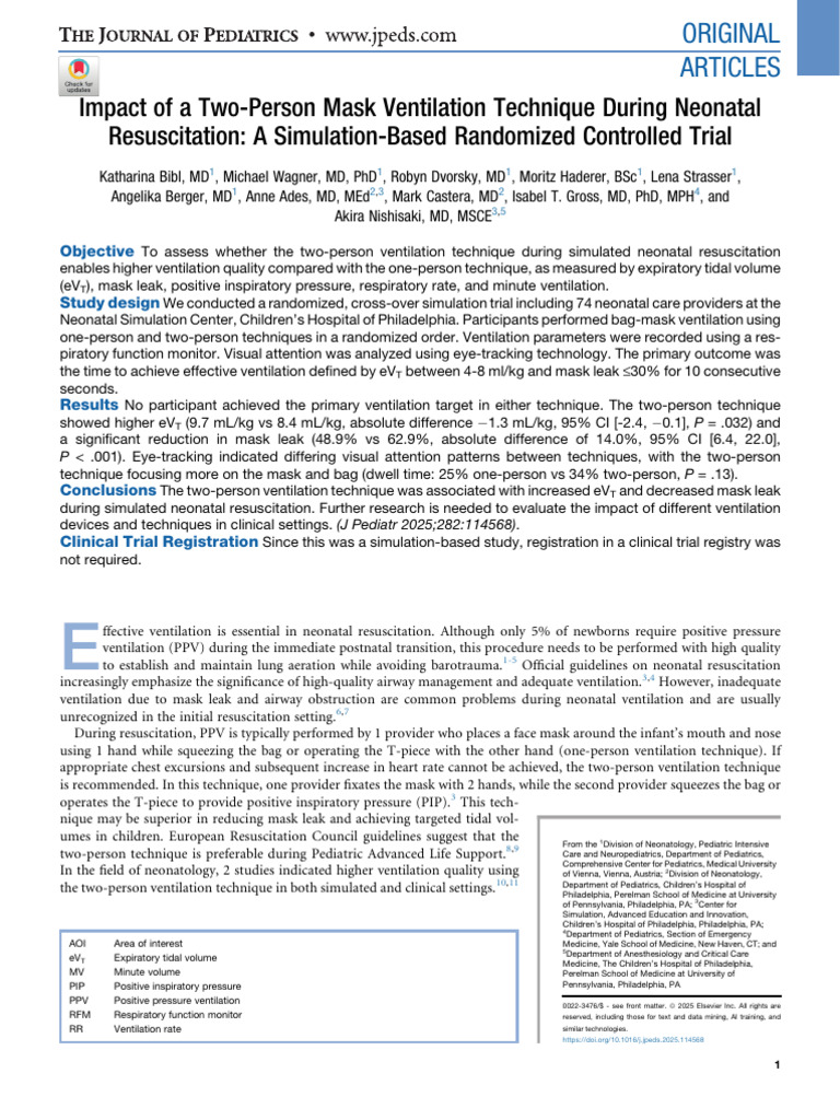 Two-Person Mask Ventilation in Neonates | PDF | Medical Specialties ...