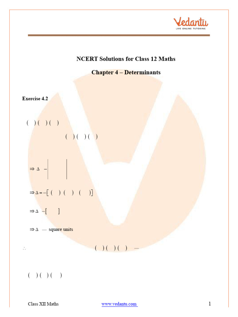 NCERT Class 12 Maths: Determinants Solutions | PDF | Triangle