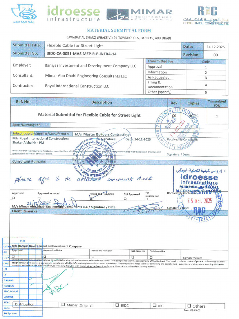 BIDC-CA-0051-MAS-MEP- ELE-InFRA-014- Material Submittal for Street ...