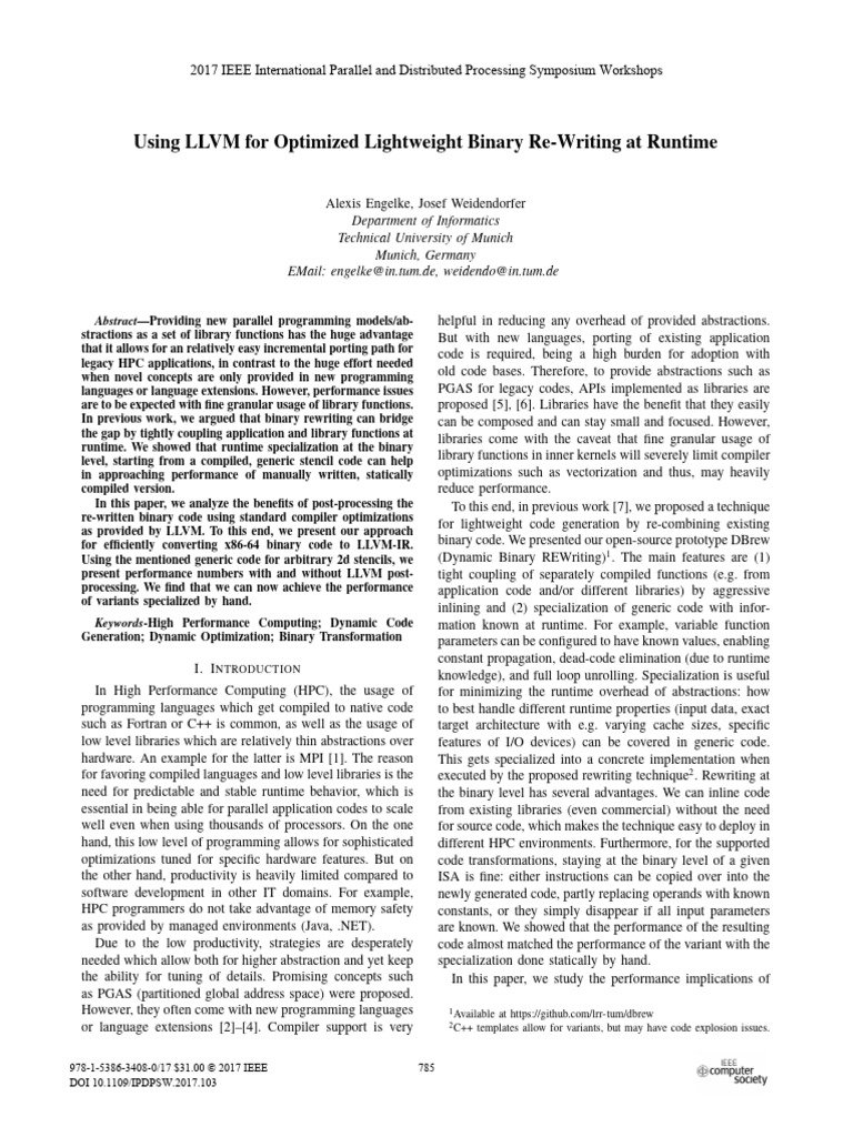 LLVM-Enhanced Binary Rewriting for HPC | PDF | Pointer (Computer ...