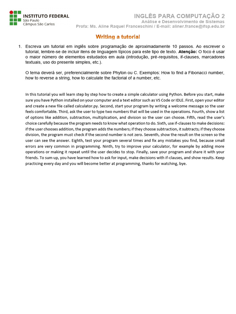 Writing a Tutorial (1) | PDF