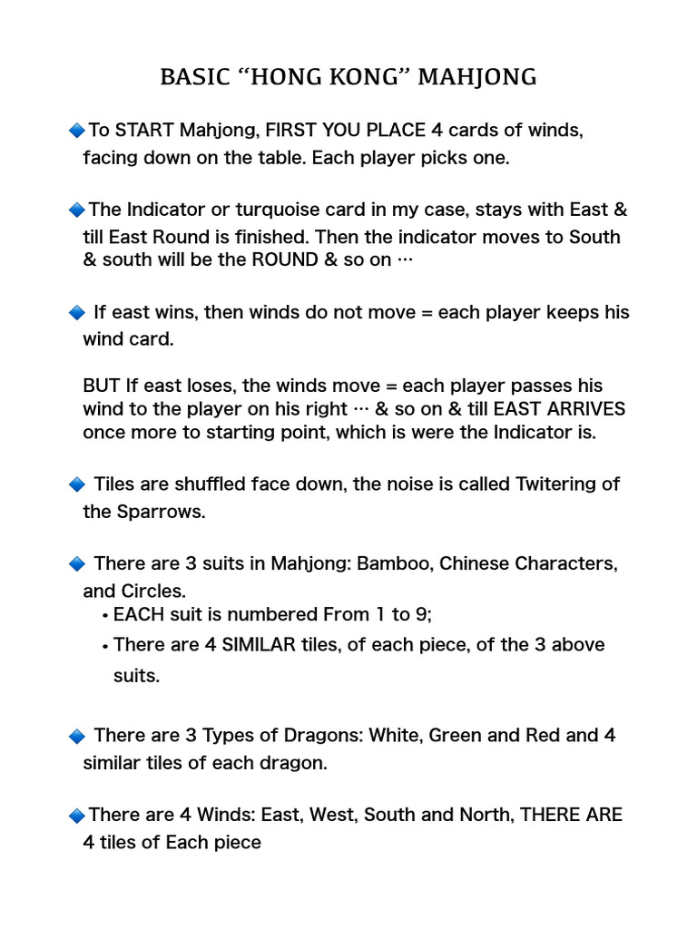 Basic Hong Kong Mahjong | PDF