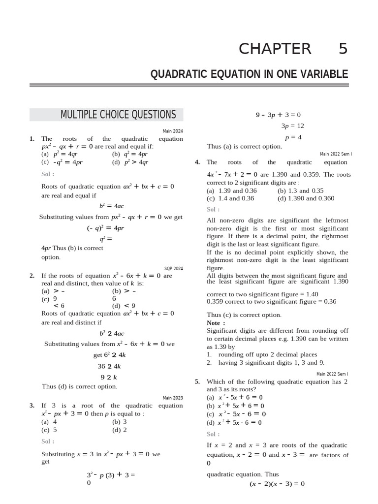 Quadratic Equation (1) | PDF | Quadratic Equation | Mathematical Concepts