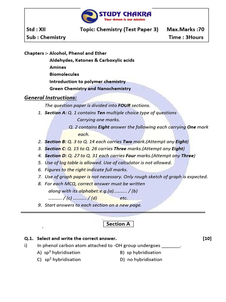 Chemistry - Paper 3 | PDF | Amine | Ester