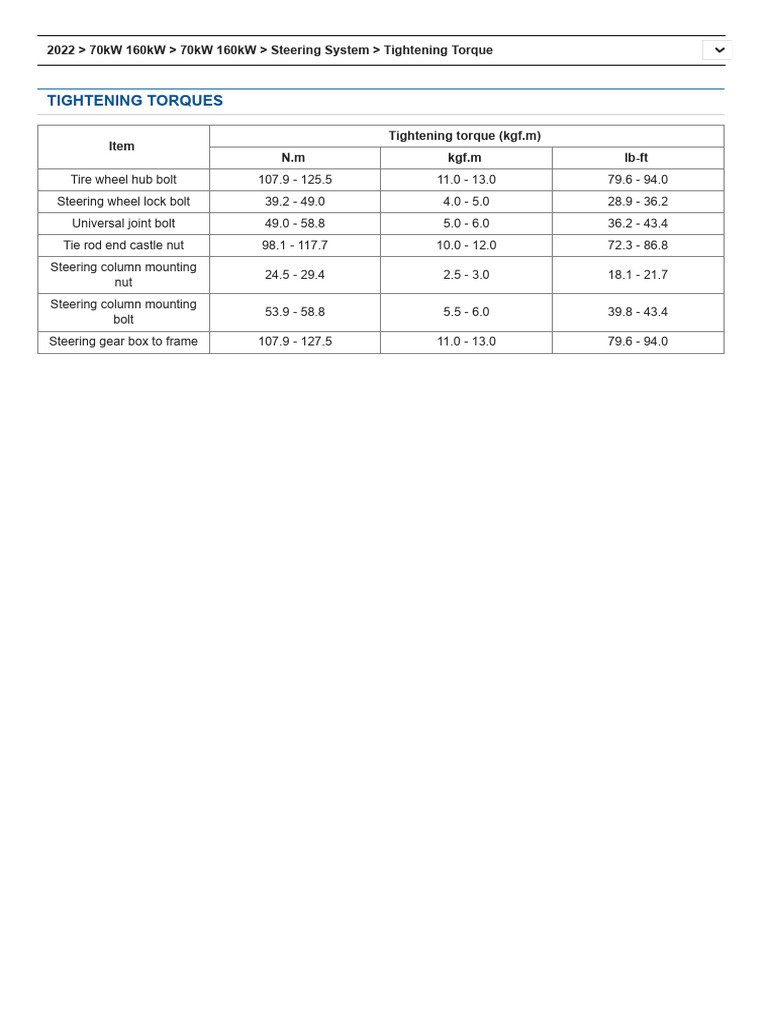 Tightening Torque | PDF