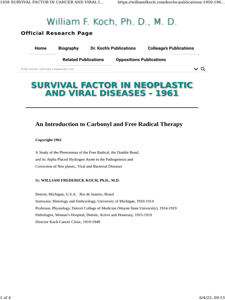 Free Radical Therapy in Cancer Research | PDF | Cancer | Infection