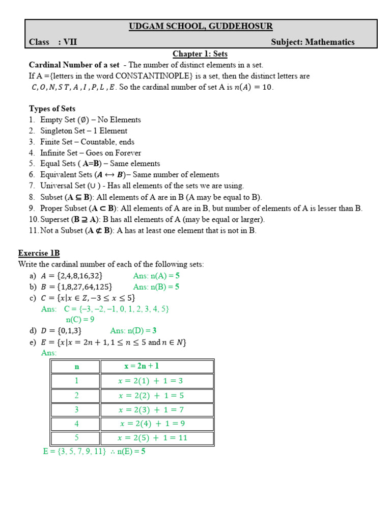 Class 7 Maths Chapter 1 Sets Ex1B | PDF | Set (Mathematics) | Mathematics