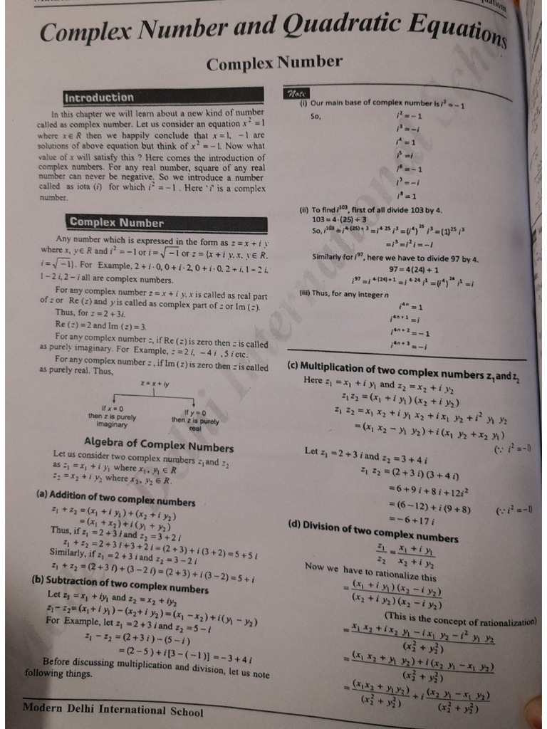 Complex Numbers Class 11th | PDF
