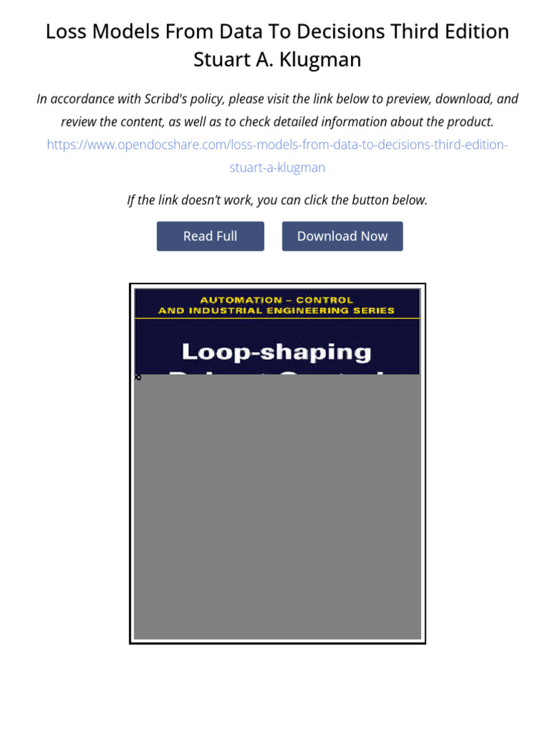Loss Models From Data to Decisions Third Edition Stuart A. Klugman Full ...