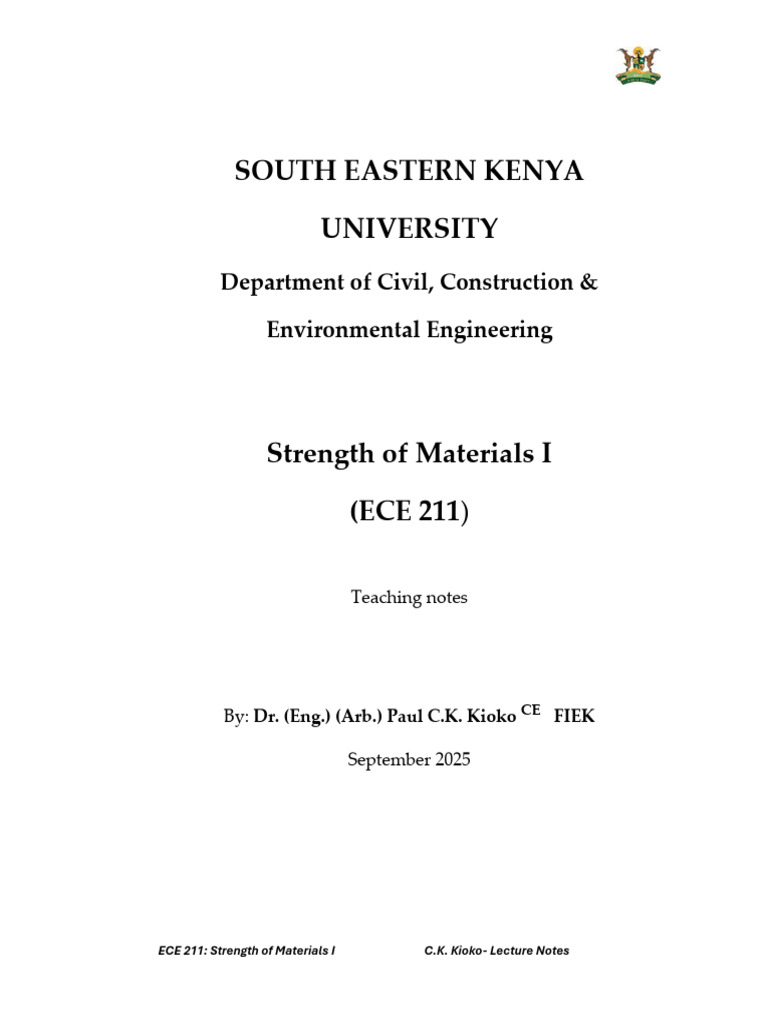Ece211 Strength of Materials i | PDF | Deformation (Engineering ...