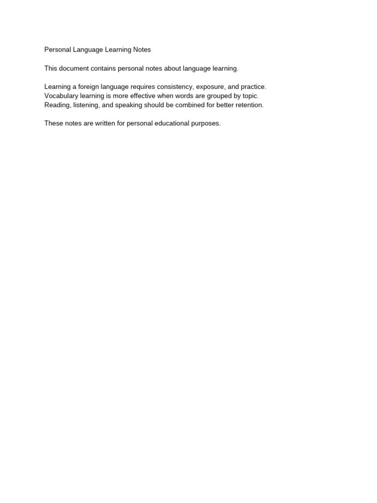 Personal Language Learning Notes | PDF