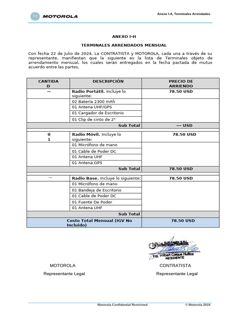 Anexo I-H Terminales Arrendados | PDF