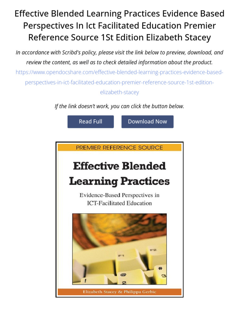 Effective Blended Learning Practices Evidence Based Perspectives in ICT ...
