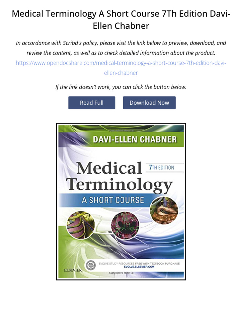 Medical Terminology A Short Course 7th Edition Davi-Ellen Chabner ...