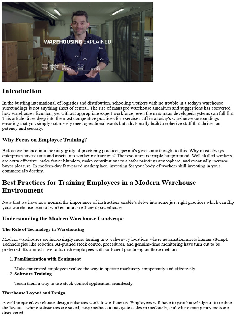 Best Practices for Educating Employees in a Modern Warehouse ...