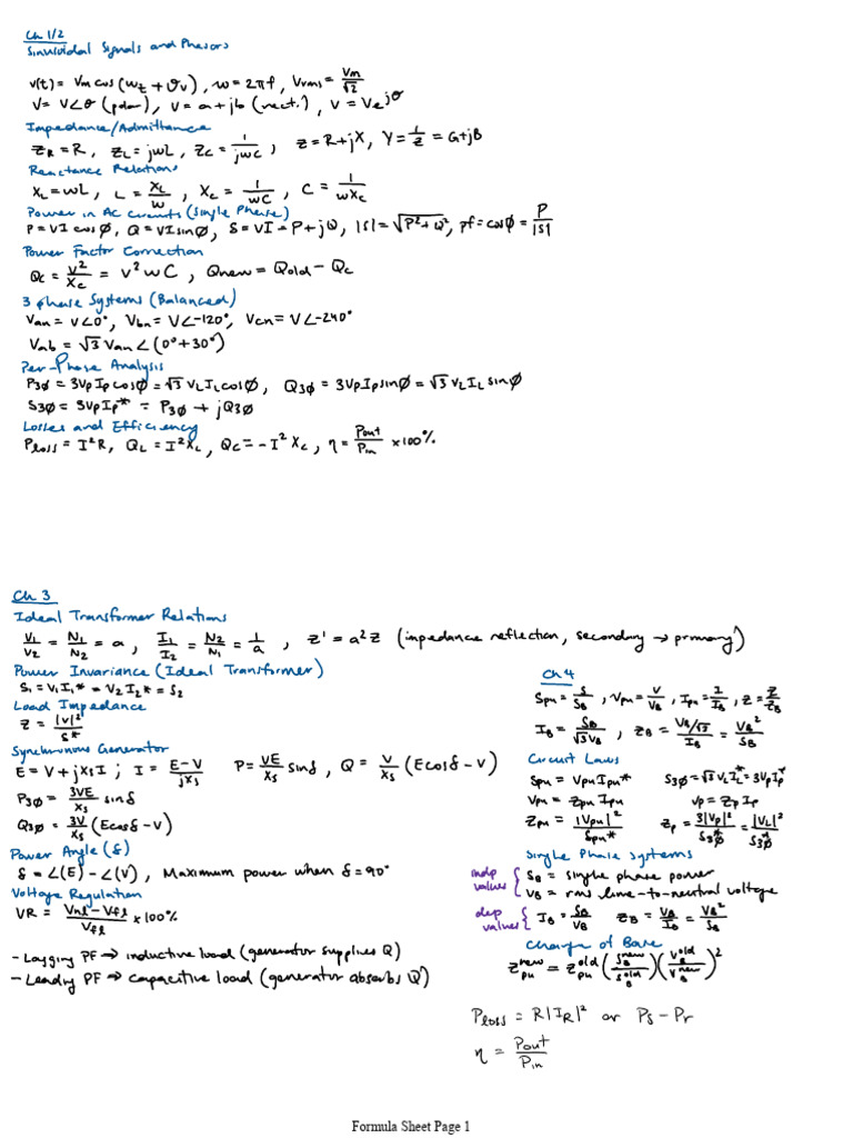 Formula Sheet | PDF