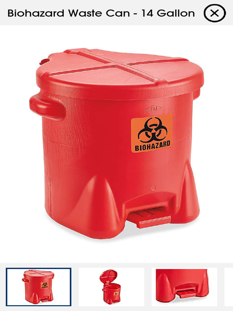 Biohazard Waste Can - 14 Gallon H-5192 - Uline | PDF