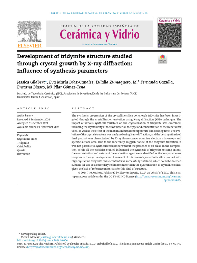 Tridimita_mineralizadores_2024 | PDF | Silicon Dioxide | Crystal Structure