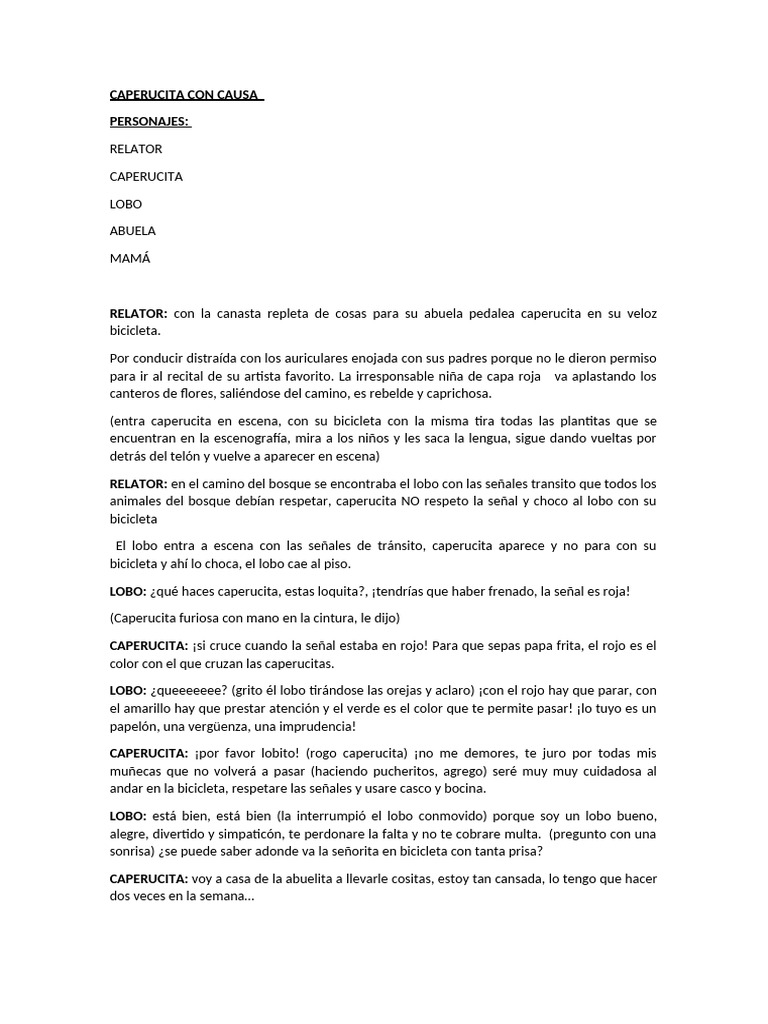Caperucita Rebelde Obra de Teatro | PDF
