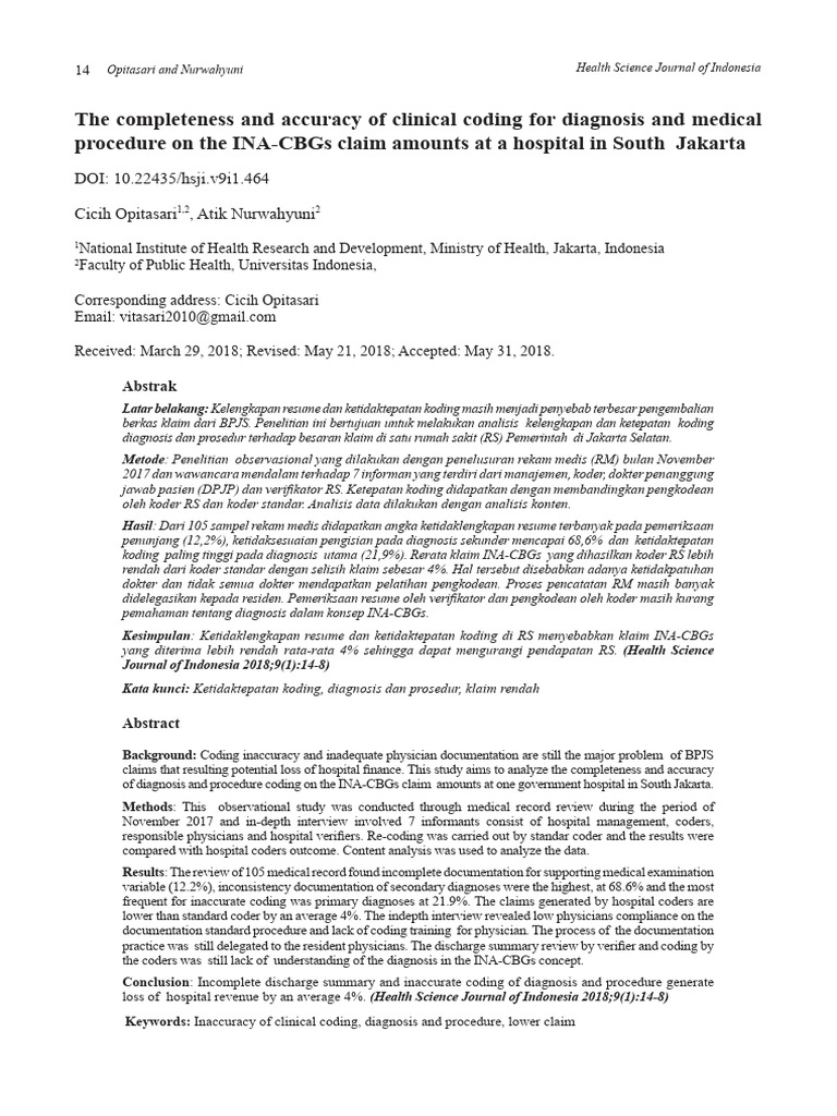 Clinical Coding Accuracy in INA-CBGs Claims | PDF