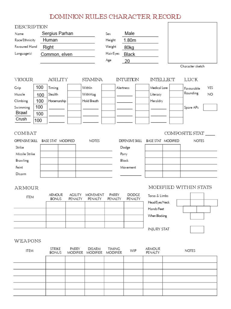 Dominion Rules Character - Record-N56ae | PDF