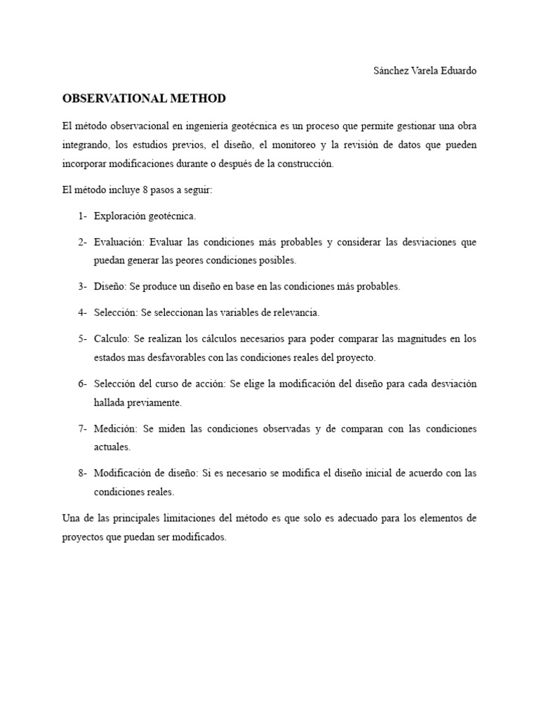 Método Observacional en Geotecnia | PDF | Diseño